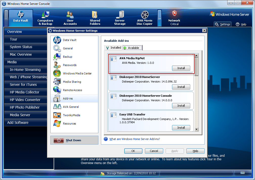 Hands On Review of AVA Media RipNet for Windows Home Server Add-In ...